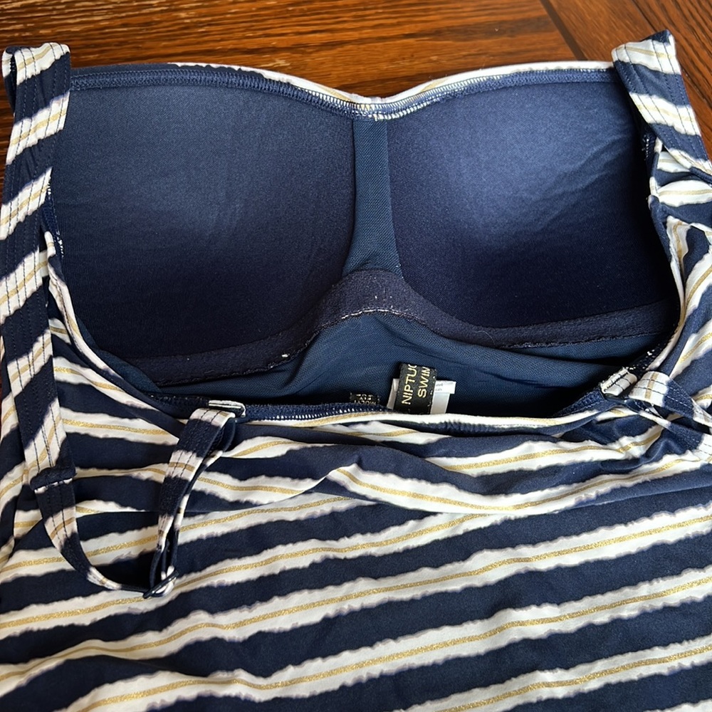 Nip Tuck Swim Navy And Gold One Piece Swim Suit Size Gem